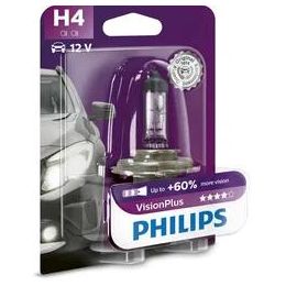 Philips H4 VisionPlus 60/55W (1 Stk.) 12342VPB1 Gl&uuml;hlampe, Fernscheinwerfer,Gl&uuml;hlampe, Hauptscheinwerfer,Gl&uuml;hlampe, Nebelscheinwerfer,Gl&uuml;hlampe 12V f&uuml;