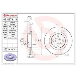 Brembo Bremsscheibe COATED DISC LINE 09.D573.11 vorne rechts links bel&uuml;ftet 280mm f&uuml;r TOYOTA 435120D210