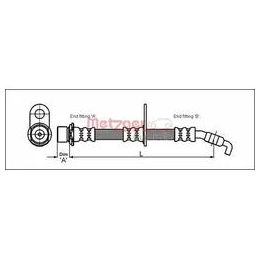 METZGER Bremsschlauch 4111428 vorne links 10mm f&uuml;r TOYOTA 90947-02782