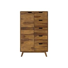 Highboard Sheesham 90x40x145 natur sandgestrahlt lackiert MALM&Ouml; 2 #209