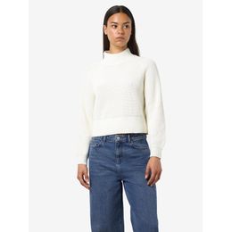 Noisy may Damen Stehkragenpullover "NMDARA L/S HIGH NECK KNIT FWD NOOS", wei&szlig;, Gr. S, unifarben, Strick, Obermaterial: 70% Baumwolle, 30% Polyester,