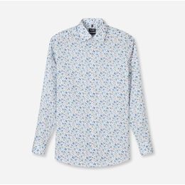 OLYMP Herren Langarmhemd "Luxor", blau, Gr. 41, Web, Obermaterial: 100% Baumwolle, Hemden, Businesshemd, New-Kentkragen, floraler Print, modern fit