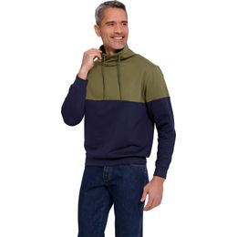 Herren Sweatshirt mit &uuml;berlappendem Stehkragen oliv-marine, Gr&ouml;&szlig;e 52/54