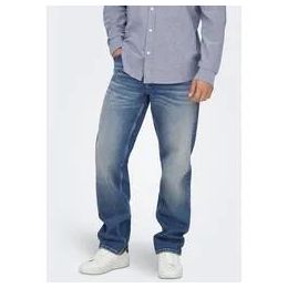 Only & Sons Straight-Jeans ONLY & SONS "ONSEDGE PERFORMANCE LB 3816 DOT DNM NOOS", Herren, Gr. 28, L&auml;nge 32, schwarz medium blau denim, Denim/Jeans, Obermaterial: 99% Baumwolle, 1% Elasthan, Abriebeffekte, straight fit lang, Jeans Straight-Jeans