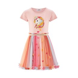 happy girls M&auml;dchen Jerseykleid, bunt, Gr. 116, bestickt, mehrfarbig, Jersey, Obermaterial: 95% Baumwolle, 5% Elasthan. Futter: 100% Polyester.