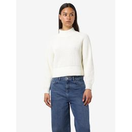 Noisy may Damen Stehkragenpullover "NMDARA L/S HIGH NECK KNIT FWD NOOS", wei&szlig;, Gr. M, unifarben, Strick, Obermaterial: 70% Baumwolle, 30% Polyester,
