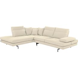 Ecksofa Calia italia "Toby Wing, B/T: 288/232 cm, Designsofa, Premium Sitzkomfort, L-Form", wei&szlig; (bianco bull), B:288cm H:90cm T:232cm, Leder BULL (100% Leder), Sofas, Ecksofa, Sitztiefenverstellung, wahlw. mit Kissen-Set,F&uuml;&szlig;e schwarz matt