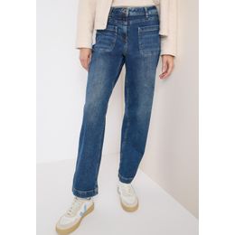 Cecil Damen Loose-fit-Jeans "Style NEELE", blau, Gr. 27, unifarben, Denim/Jeans, Obermaterial: 77% Baumwolle, 20% Polyester, 3% Elasthan, Jeans, Wide