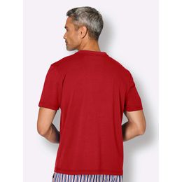 w&auml;schepur W&Auml;SCHEPUR Herren Pyjamaoberteil "Schlafanzug-Shirt", Gr. 48, rot, 100% Baumwolle, unifarben, Shirts