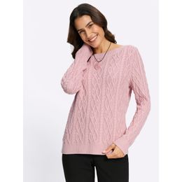 WITT Damen Strickpullover mit aufwendigem Zopfmuster, hortensie-meliert, Gr&ouml;&szlig;e 38