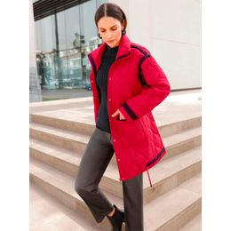 WITT Damen Steppjacke in Longform, rot-schwarz, Gr&ouml;&szlig;e 38