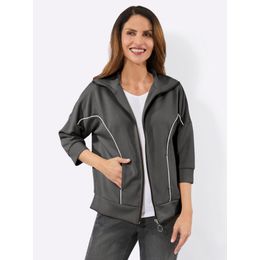 WITT Damen Sweatjacke mit 3/4-&Auml;rmeln, graphit, Gr&ouml;&szlig;e 36
