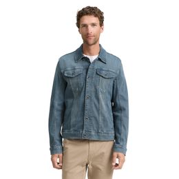 Tom Tailor Herren Jeansjacke, blau, Gr. L, unifarben, Denim/Jeans, Obermaterial: 98% Baumwolle, 2% Elasthan, Jacken, mit Knopfleiste und