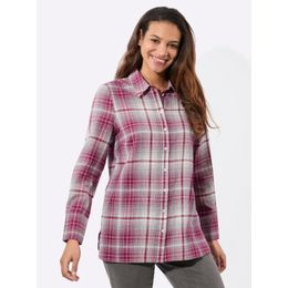WITT Damen Flanellbluse mit Seitenschlitzen, bordeaux-steingrau-kariert, Gr&ouml;&szlig;e 38