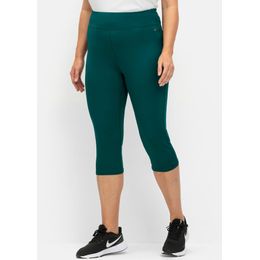 sheego Damen Caprileggings, blau, Gr. 40, unifarben, 90% Polyester, 10% Elasthan, Hosen