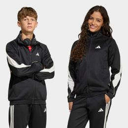 Jungen Trainingsjacke "STADIUM", schwarz-wei&szlig;, Gr. 176, adidas Sportswear, Obermaterial: 59% Polyester, 41% Baumwolle, Jacken