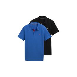 Tom Tailor Herren Poloshirt, blau, Gr. S, Jersey, Obermaterial: 100% Baumwolle, Shirts, im Doppelpack