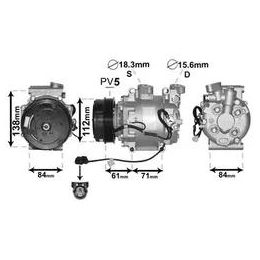 Van Wezel Kompressor, Klimaanlage 2500K275 12V f&uuml;r IVECO HONDA 38810-RB0-006 38810-RB0-E02 38800RB7Z510M2