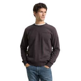 Tom Tailor Herren Sweatshirt, braun, Gr. S, unifarben, Sweatware, Obermaterial: 70% Baumwolle, 30% Polyester, Sweatshirts, mit Logo Stickerei