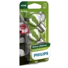 Philips P21W LongLife EcoVision 21W (2 Stk.) 12498LLECOB2 Gl&uuml;hlampe, Brems-/Schlusslicht,Gl&uuml;hlampe, R&uuml;ckfahrleuchte,Gl&uuml;hlampe, Kennzeichenleuchte,Gl&uuml;h