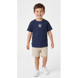 T-Shirt Converse "CNVN SUSTAINABLE CORE S/S TEE", M&auml;dchen, Gr. 116, blau (Converse navy), Obermaterial: 100% Polyester, Rundhals, Shirts T-Shirt, f&uuml;r Kinder, sportlicher Stil, f&uuml;r sportliche Aktivit&auml;ten, Kurzarm