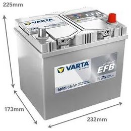 Varta Starterbatterie DYNAMIC EFB 12 V, 65 Ah, 650 A 565501065K262 12V 65Ah 650A f&uuml;r RENAULT TOYOTA MAZDA NISSAN HONDA GREAT WALL 3703100-XJ31XA P54W1