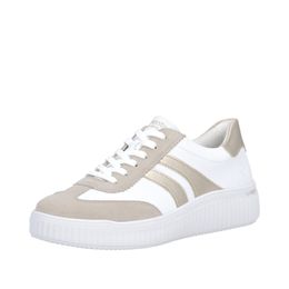 Remonte Damen Sneaker, Gr. 39wei&szlig;, goldfarben, Leder, Lederimitat, Veloursleder, Schuhe, Schn&uuml;rschuh, Halbschuh, Freizeitschuh mit Lite ́ n