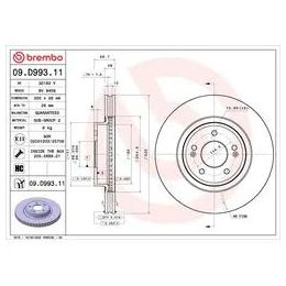 Brembo Bremsscheibe 09.D993.11 vorne rechts links bel&uuml;ftet 320mm f&uuml;r KIA GENESIS 51712J5000 51712J5050