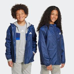 Jungen Regenjacke "J RAIN JKT", blau, Gr. 140, adidas Sportswear, Obermaterial: 100% Polyester, Jacken, f&uuml;r Kinder, mit climaproof, aus Polyester, in