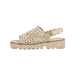 Paul Green Damen Riemchensandale "Paul Green Sandalen Veloursleder/Textil", Gr. 42, beige, Textil, Veloursleder, Schuhe