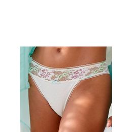 Vivance Damen Slip, Gr. 40, beige, Mesh, Microtouch, Obermaterial: 87% Polyamid, 13% Elasthan, Unterhosen, mit pastellfarbener, floraler