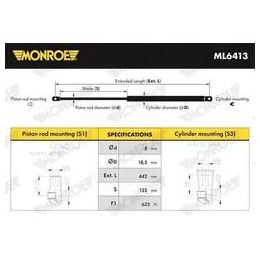 Monroe Gasfeder, Koffer-/Laderaum ML6413 625N f&uuml;r CHEVROLET 95985321