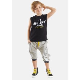 DENOKIDS Jungen Hausanzug "T-Shirt & Caprihose Set", Gr. 128schwarz, 95% Baumwolle, 5% Elasthan, bedruckt, Homewear-Sets