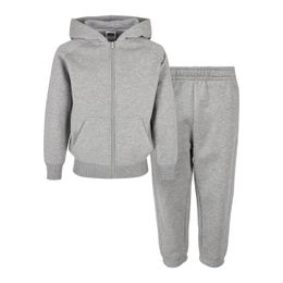 Trainingsanzug Urban Classics "Urban Classics Trainingsanzug Set - 2 Piece", Jungen, Gr. 122/128, grau, grau, 65% Baumwolle, 35% Polyester, unifarben, normal, Sportanz&uuml;ge Trainingsanzug