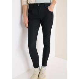 Cecil Damen 5-Pocket-Hoseschwarz, Gr. 30, leicht gl&auml;nzend, Stoff, 76% Viskose, 21% Nylon, 3% Elasthan, Hosen, mit leichtem Glanz