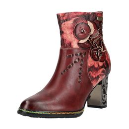 Laura Vita Damen Stiefelette "Laura Vita Stiefelette Leder/Textil", Gr. 36, rot, Leder, Textil, Schuhe