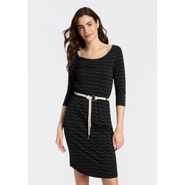 Ragwear Damen Jerseykleid "LILITHA ZIG ZAG O"schwarz, Gr. M, gemustert, Jersey, Obermaterial: 50% Baumwolle, 50% Modal, Kleider, mit