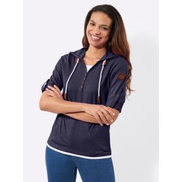 WITT Damen 2-in-1-Shirt mit Kapuze, marine-wei&szlig;, Gr&ouml;&szlig;e 36