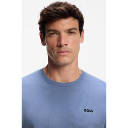 BOSS Herren Pyjamaoberteil "Waffle T-Shirt", Gr. S, blau, Obermaterial: 60% Baumwolle, 40% Polyester, Shirts