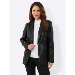 WITT Damen Lederimitat-Blazer mit Reverskragen, schwarz, Gr&ouml;&szlig;e 36