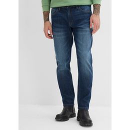 bonprix Leichte Regular Fit Stretch-Jeans mit elastischem Bund Straight (2er Pack), blau, Gr.36, Bequeme Schlupfjeans mit Stretchanteil und angesagtem Stone-Wash-Effekt im 2er Pack, dunkelblau denim: 82% Baumwolle (organic)