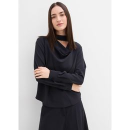 bonprix Leicht gl&auml;nzendes Blusenshirt, schwarz, Gr.36, Leicht gl&auml;nzende Bluse mit Wasserfallausschnitt und verstellbarem Bindedetail am Hals