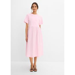 bonprix Midikleid aus reiner Baumwolle, rosa, Gr.50, Kurz&auml;rmliges Midikleid aus Materialmix, aus 100% Baumwolle