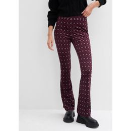 bonprix Ausgestellte Leggings aus softem Samt, rot, Gr.36/38 (S), Ausgestellte Leggins aus softem Samt, bedruckt