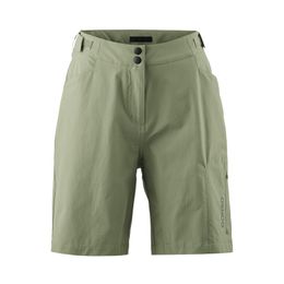 Gonso Damen Fahrradhose "Adventure Shorts W", gr&uuml;n, Gr. 48, 90% Polyamid, 10% Elasthan, Hosen, Damen Radhose mit einkn&ouml;pfbarer Radunterhose mit