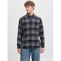 Jack & Jones JACK & JONES Herren Langarmhemd "JJJAMES BUFFALO SHIRT LS", blau, Gr. S, kariert, Web, Obermaterial: 60% Baumwolle, 40% Polyester, Hemden
