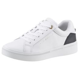 Tommy Hilfiger Damen Plateausneaker "ELEVATED ESSENTIAL COURT SNEAKER", Gr. 36, bunt, Leder, Schuhe, mit Kontrastbesatz an der Ferse, Freizeitschuh,