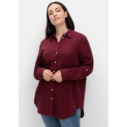 sheego Damen Hemdbluse, rot, Gr. 52, unifarben, 100% Baumwolle, Blusen