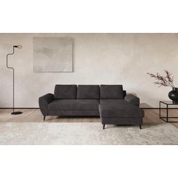 Ecksofa COTTA "Terra L-Form, Breite 255 cm", schwarz, B:255cm H:83cm T:154cm, 96% POLYESTER (PES) 4% POLYAMID(PA), Sofas, Ecksofa, wahlweise mit Bettfunktion