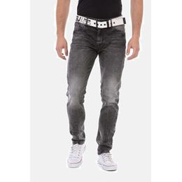Cipo & Baxx CIPO & BAXX Herren 5-Pocket-Jeans "Jeans", grau, Basic, Gr. 33, unifarben, 99% Baumwolle, 1% Elasthan, Jeans, im klassischen 5-Pocket-Stil, CD712